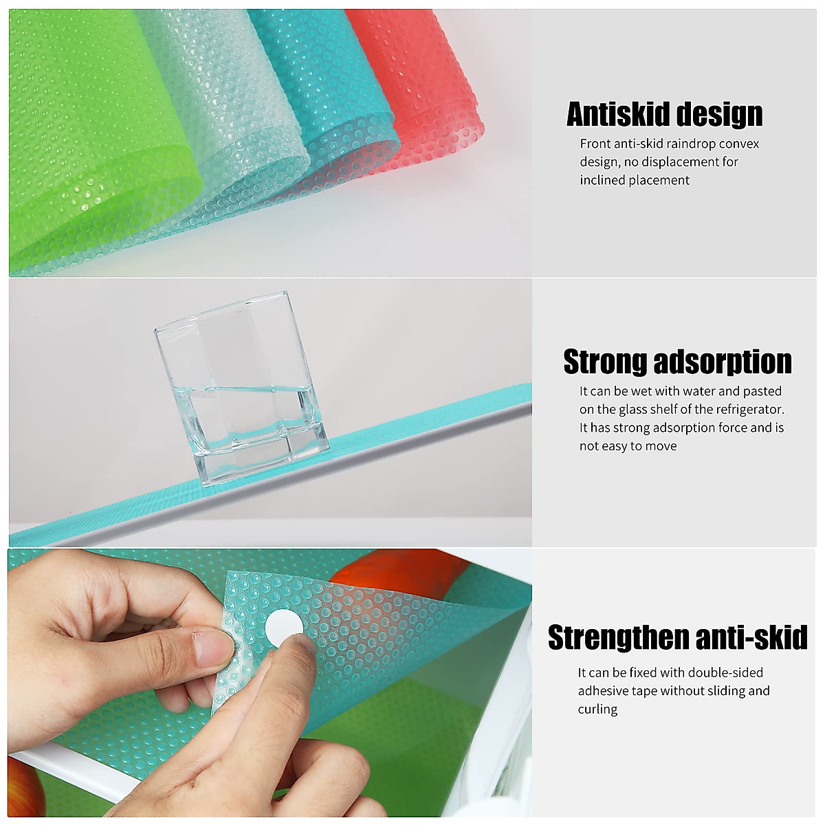 ISEAINNO 8 Pcs Refrigerator Liners for Shelves and Drawers Washable and Nonslip,EVA Refrigerator Mats,DIY Size by Cutting ,Multiuse for Kitchen Cabinets,Drawer,Table Placemats (8Pack(17.7"×11.6"))