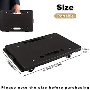 Furniture Dolly, Small Dolly with Wheels, 16.3 x 11 inch Furniture Moving Dolly 4 Wheels Heavy Duty Mini Dolly, Portable Flat Dolly Moving Cart for Moving, 500 Lbs Capacity (Black)