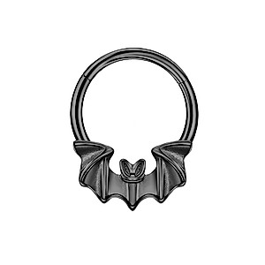 FANSING Halloween Septum Rings for Women 16g Septum Jewelry Black Bat Septum Ring 10mm Surgical Steel Daith Piercing Body Jewelry 16 Gauge