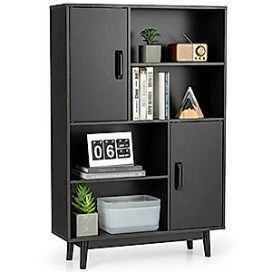 SEASD Plastic Wood Side Cabinet High Capacity Multifunctional Storage Cabinet Bookcase Cabinet with Door Shelf (Color : D, Size : As Shown)