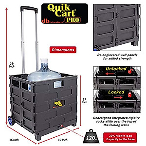 dbest products Quik Cart Pro Wheeled Rolling Crate Teacher Utility with seat Heavy Duty Collapsible Basket with Handle, Blue