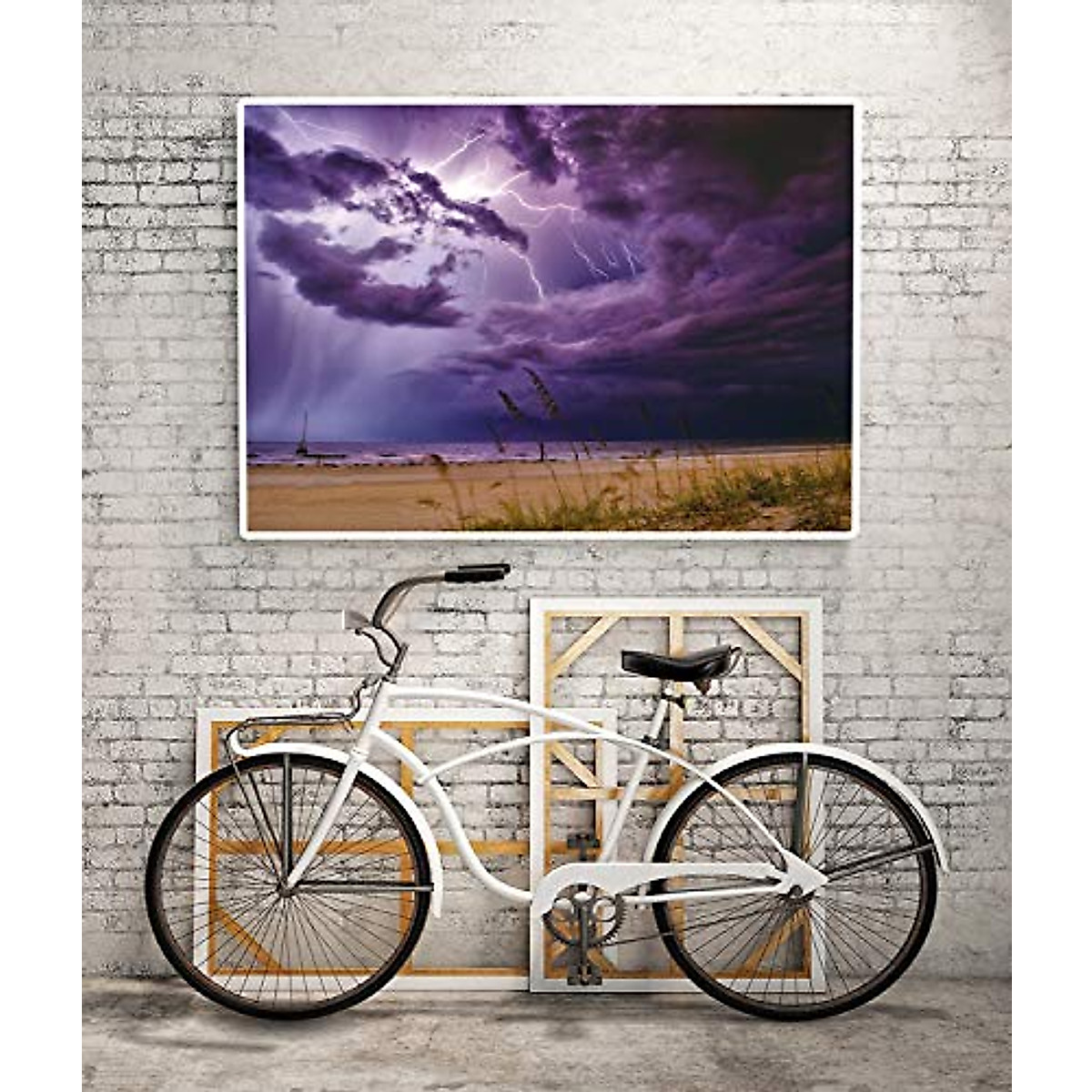 2 Pack 1000 Pieces Sunset Lighthouse & Purple Lightning Puzzle, Talacre Lighthouse UK & Landscapes of Thunder Storm, Jigsaw Puzzles for Adults 1000 Pieces and Up, Beach Puzzle Gifts for Women & Mom