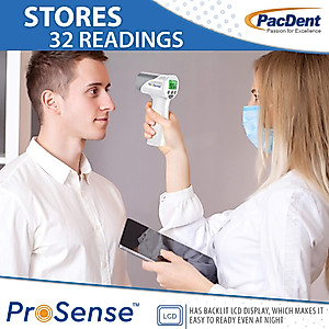 Pac-Dent ProSense Non-Contact Infrared Thermometer for Adults and Kids, Body + Object Surface Temperatures with No Touch
