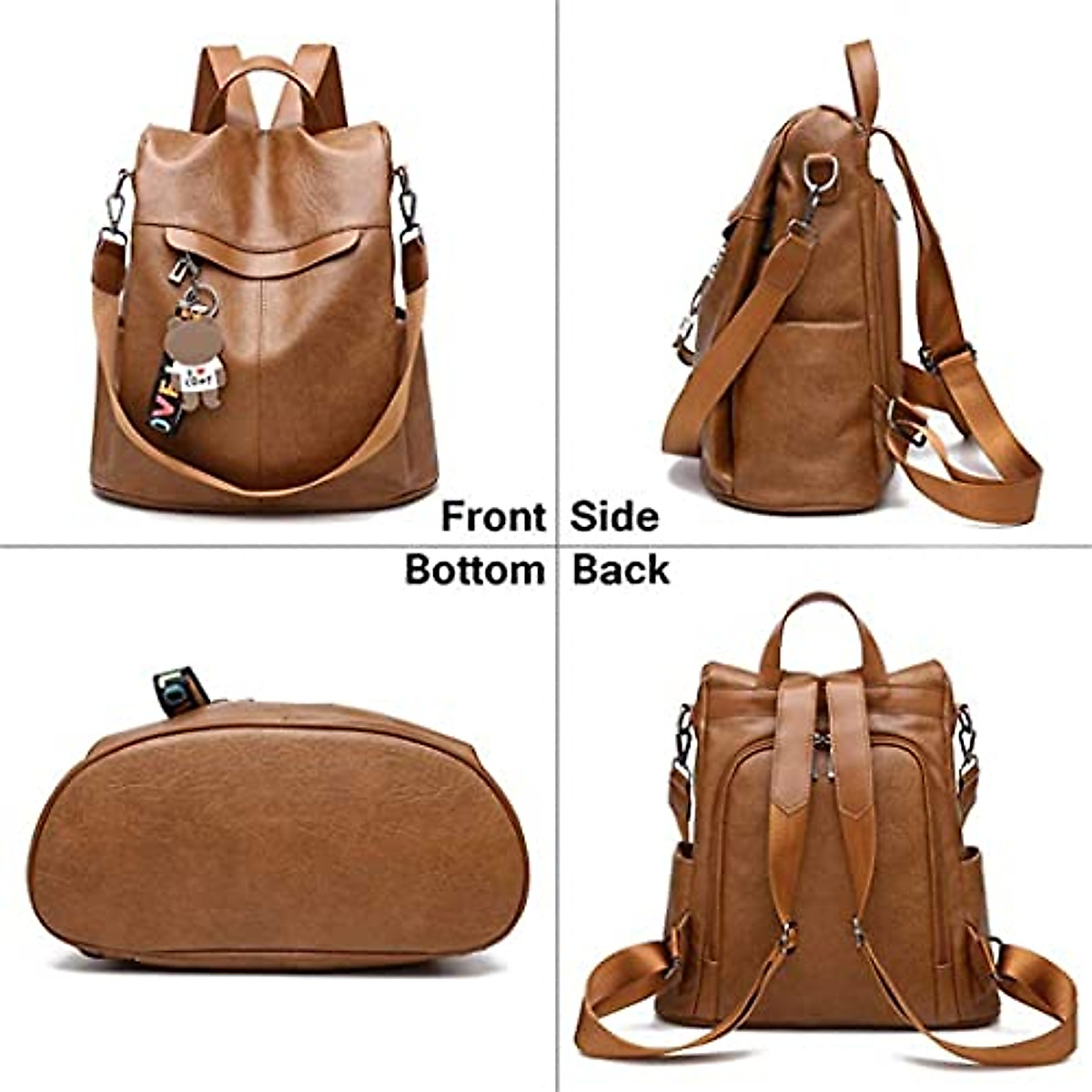 NAITOKE Women Backpack Purse PU Leather Anti-theft Lightweight Ladies Travel Backpack,B0298 yellow