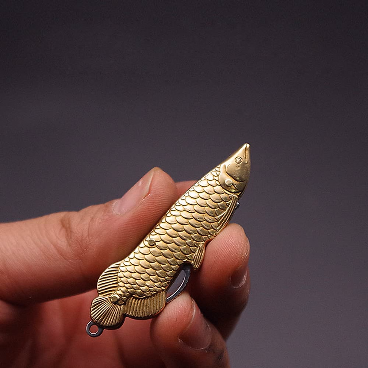 Epichao Fish Shape Golden Stainless Steel Mini Knife Pocket Folding Knife Tiny Thumb Multitool Small Keychain Knife