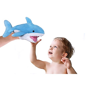 ICE KING BEAR Cute Blue Plush Shark Hand Puppet - Stuffed Animal Toy - 14 Inches Long