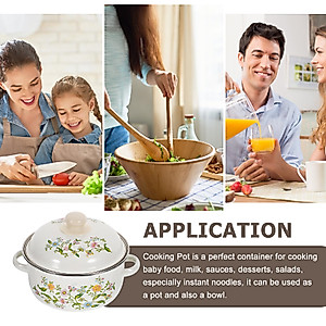 Luxshiny 3pcs Set Enamel Pot Enamelware Pot Double Ear Soup Pot Enamel Casserole Small Pots for Cooking Enamel Cooking Pot Noodles Pot Stockpots for Cooking Stock Pot Food Vintage