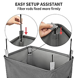 WOWLIVE Large Rolling Laundry Basket Wheels 90L Collapsible Tall Laundry Hamper Handle Foldable Dirty Clothing Basket Fold up Rectangular Hampers for Laundry Dorm Room (Grey)
