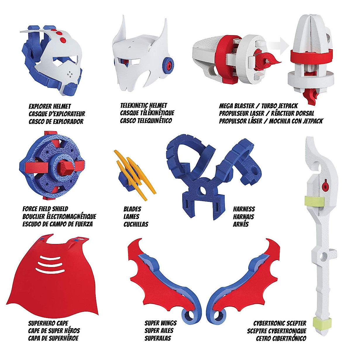 Bloco Toys Build Your Own Superhero | STEM Toy | Comics, Action Figures | DIY Building Construction Set (300 Pieces), Blue/Red/Yellow/