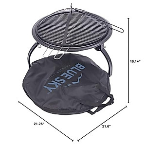 Blue Sky Outdoor Living WBPFP22 21.25” Round Folding Leg Portable Wood Fire Pit