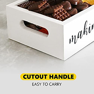 Losvio S'Mores Caddy, Farmhouse S’more Bar holder with Cutout Handle, Wooden Smores Station, Smores Accessories Organizer, Smores Supplies Container Box, Smores Serving Tray (White)