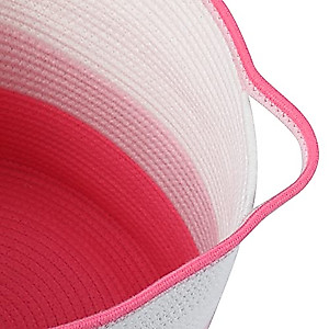 Midlee Pink Toys Cotton Rope Basket- 3 Tone- Nursery Dog Kids Baby Woven Storage Bin Organizer