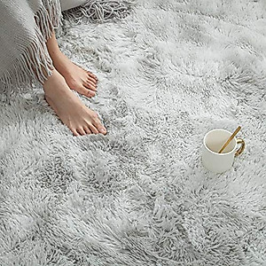 Shag Loomed Area Rug for Kids Play Room Warm Soft Faux Fur Luxury Rug Plush Throw Rugs High Pile Rug Handmade Knitted Nursery Decoration Rugs Baby Care Crawling Carpet