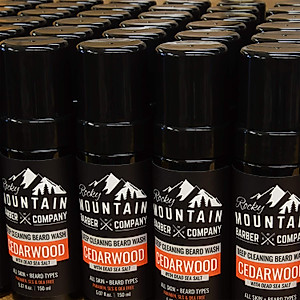 Foaming Cedarwood Beard Wash - With Cedarwood Essential Oil, Vitamin B5 & Dead Sea Salt – 5 oz by Rocky Mountain Barber Company