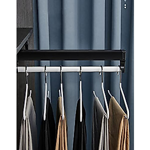 NERILEE 21.6" Heavy Duty Pull-Out Closet Valet Rod Adjustable Wardrobe Clothing Rail Top Mount Wardrobe Hanger Rack Bar Ball Bearing Slide