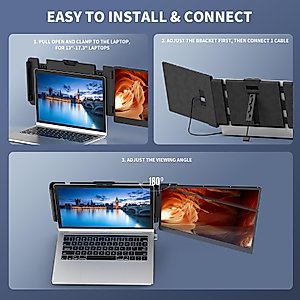Laptop Screen Extender 14in Upgraded, FHD 1080P IPS Portable Monitor for Laptops 13-17.3", Laptop Monitor Extender Dual Screen with USB-C/HDMI Port, Plug & Play for Macbook/Windows/Android/Switch