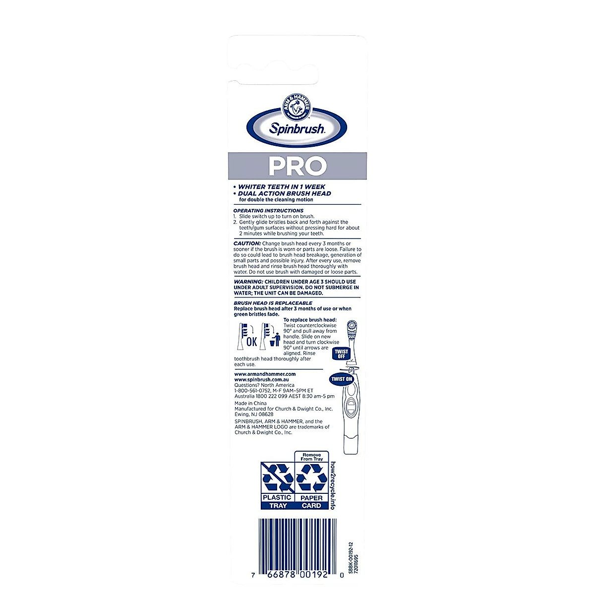 Arm & Hammer Spinbrush Pro Series White Electric Toothbrush Replacement Brush Heads Refills, Soft Bristles, 2 Count - 2 Pack (Includes 4 Brush Heads Total)