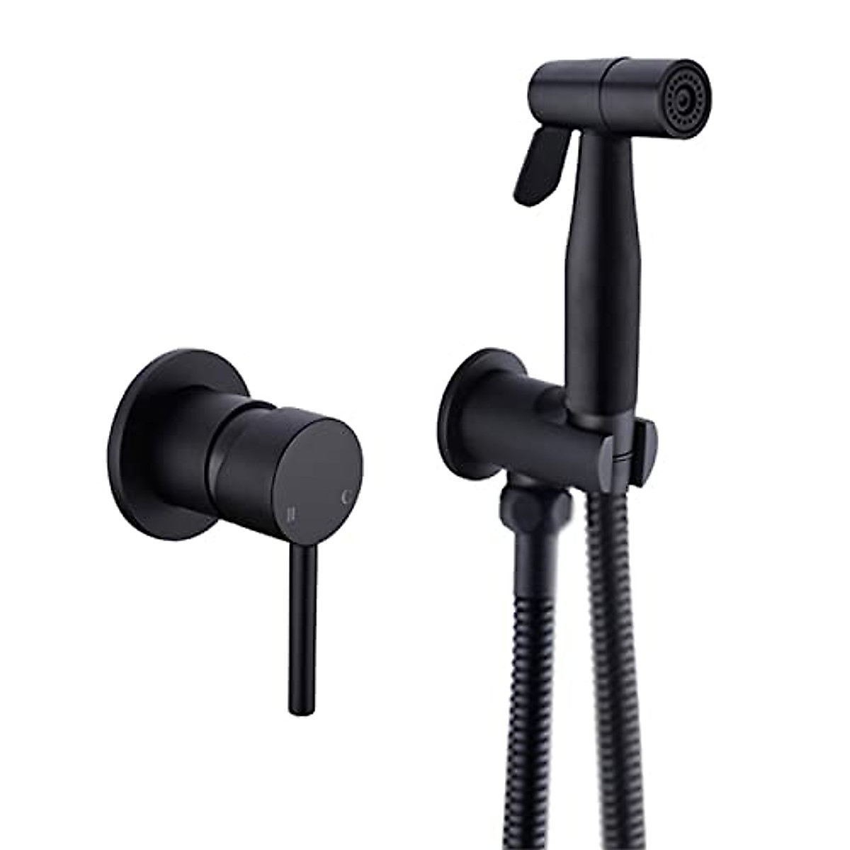 MINJING Hand Held Toilet Bidet Sprayer, Hot and Cold Brushed Gold Stainless Steel Bidet Jet Douche Kit, Toilet Washer Cleaning Shower Faucet,Black