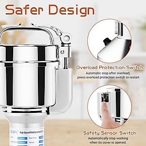 BAOJIAFU Electric Grain Mill Grinder 150g High-speed Grain Spice Herb Grinder 700W Dry Grinder Machine 304 Stainless Steel Superfine powder Grinder 36000r/min for Kitchen Home and Commercial (150G)