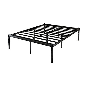 King Size Bed Frame/ 18 Inch High Heavy Duty Steel Slat Platform Bed Base/Mattress Foundation/Anti-Slip/Noise Free/Easy Assembly/No Box Spring Needed/Black