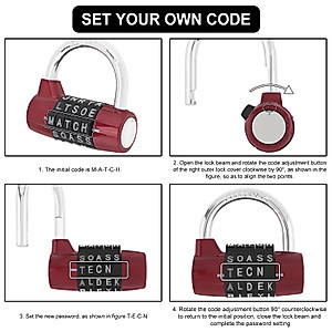 HOJLKLD Gym Locker Lock 5 Letter Word Lock Safety Padlock Combination Lock for School Gym Locker,Sports Locker,Fence,Toolbox,Case,Hasp Storage (Red)