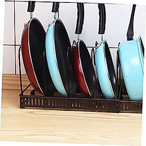 GANAZONO 1pc Desk Top Organizer Dish Storage Rack Cutting Board Holder Stand Expandable Pot Organizer Metal Dish Drying Stand Pan Lid Organizer Expandable Pan Organizer Pot Storage Flat