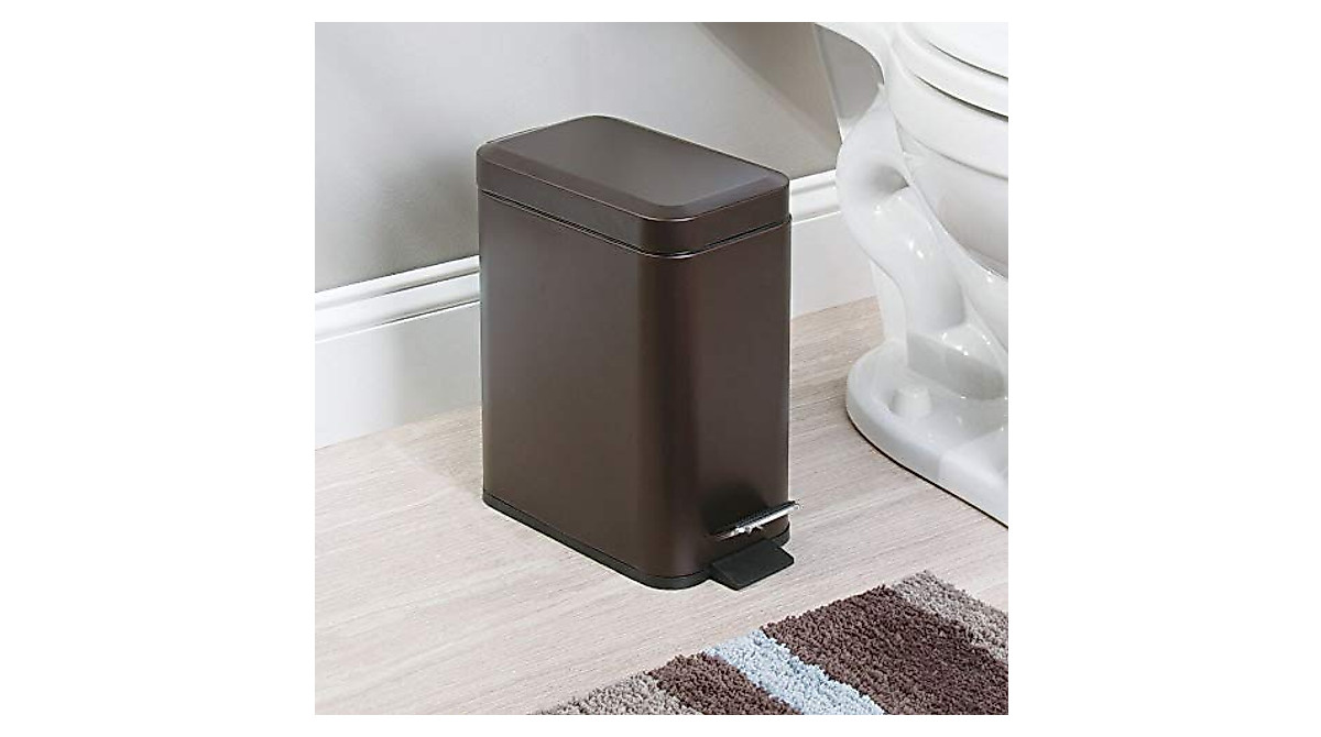 mDesign Bronze 1.3 Gallon Modern Step Trash Can for Small Spaces