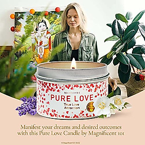 Pure Love Aromatherapy Candle for Love Attraction, Romance - Sage Rose Lavender Scented, Natural Soybean Wax Tin for Purification & Chakra Healing
