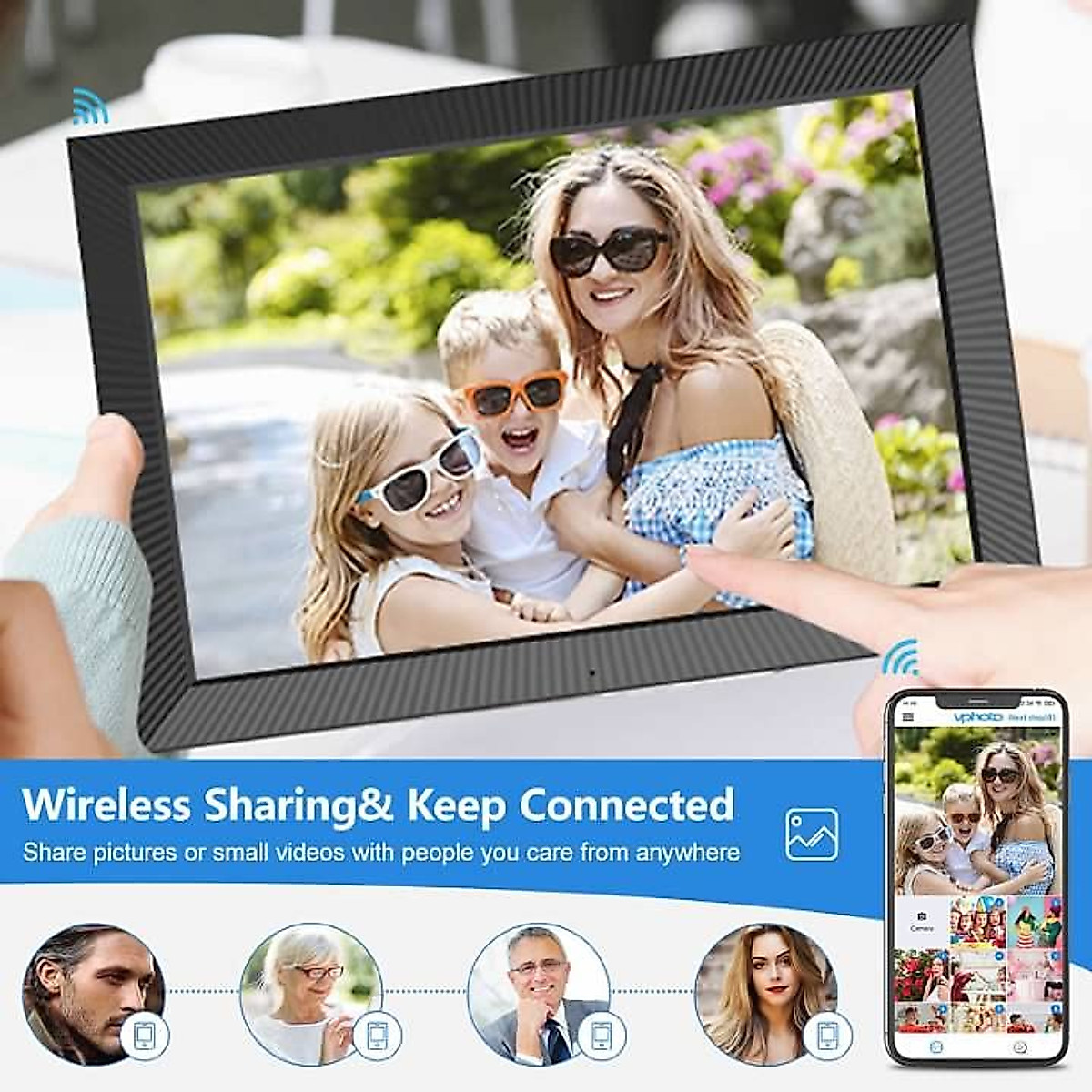 Extra Large Digital Picture Frame - 19 inch Dual-WiFi Digital Photo Frame Wall Mountable, 32GB WiFi Smart Frame, Full Function, Share Photos and Videos via App or Email Instantly, Free Cloud Storage