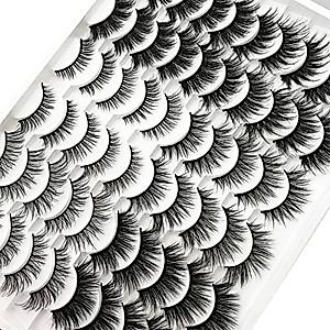 30 Pairs 20MM False Eyelashes pestañas Wholesale 6 Styles Mixed Lashes 3D Fluffy Volume Dramatic Faux Mink Eyelashes Pack（303）