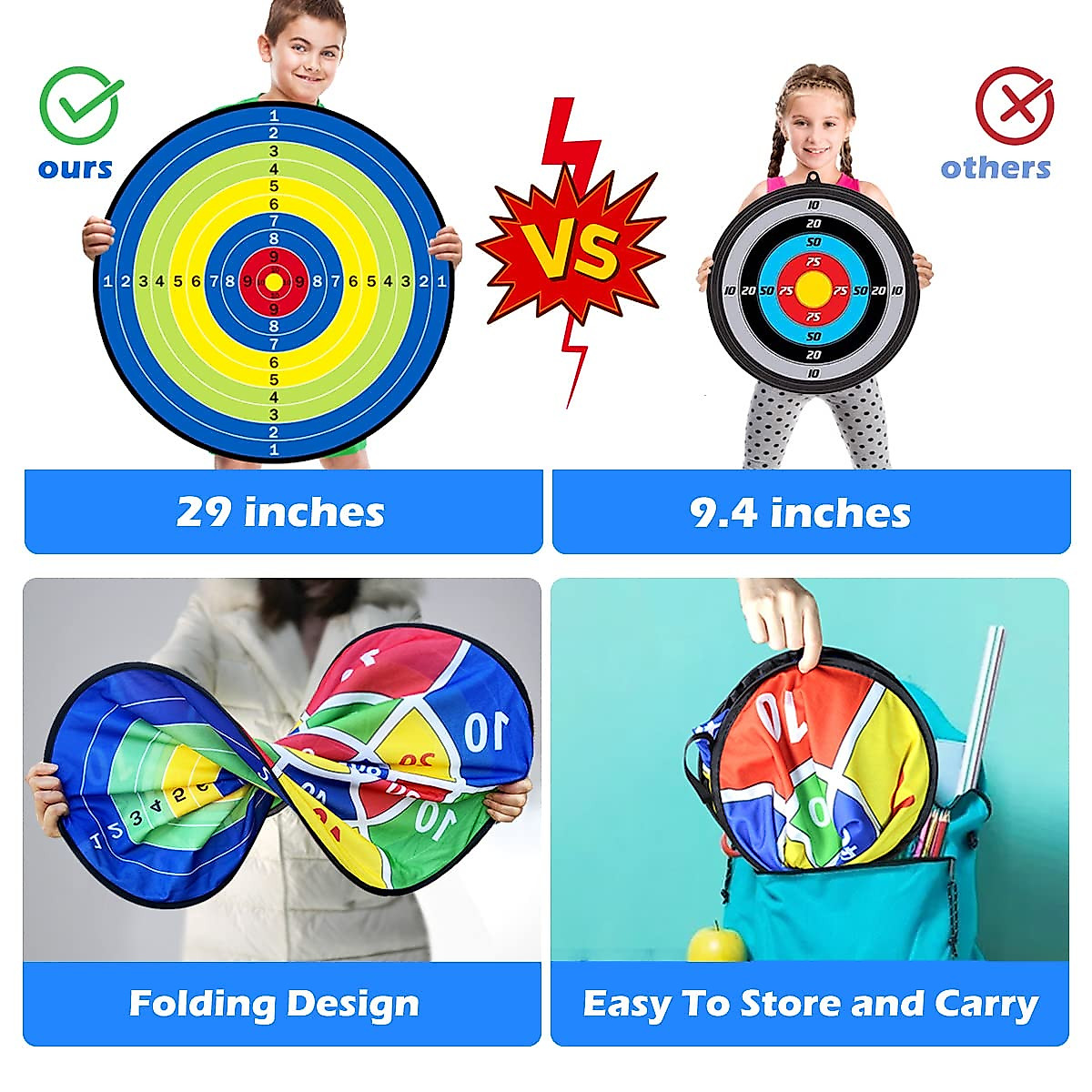 Dart Board for Kids,12 Sticky Balls,1 Toy Gun,2 Dart Bullets Set,Kids Toys Gifts for 3 4 5 6 7 8 9 10 11 12 Year Old Boys and Girls Safe Indoor Outdoor Outside Party Sports Games for Ages 3+ Boy Girl