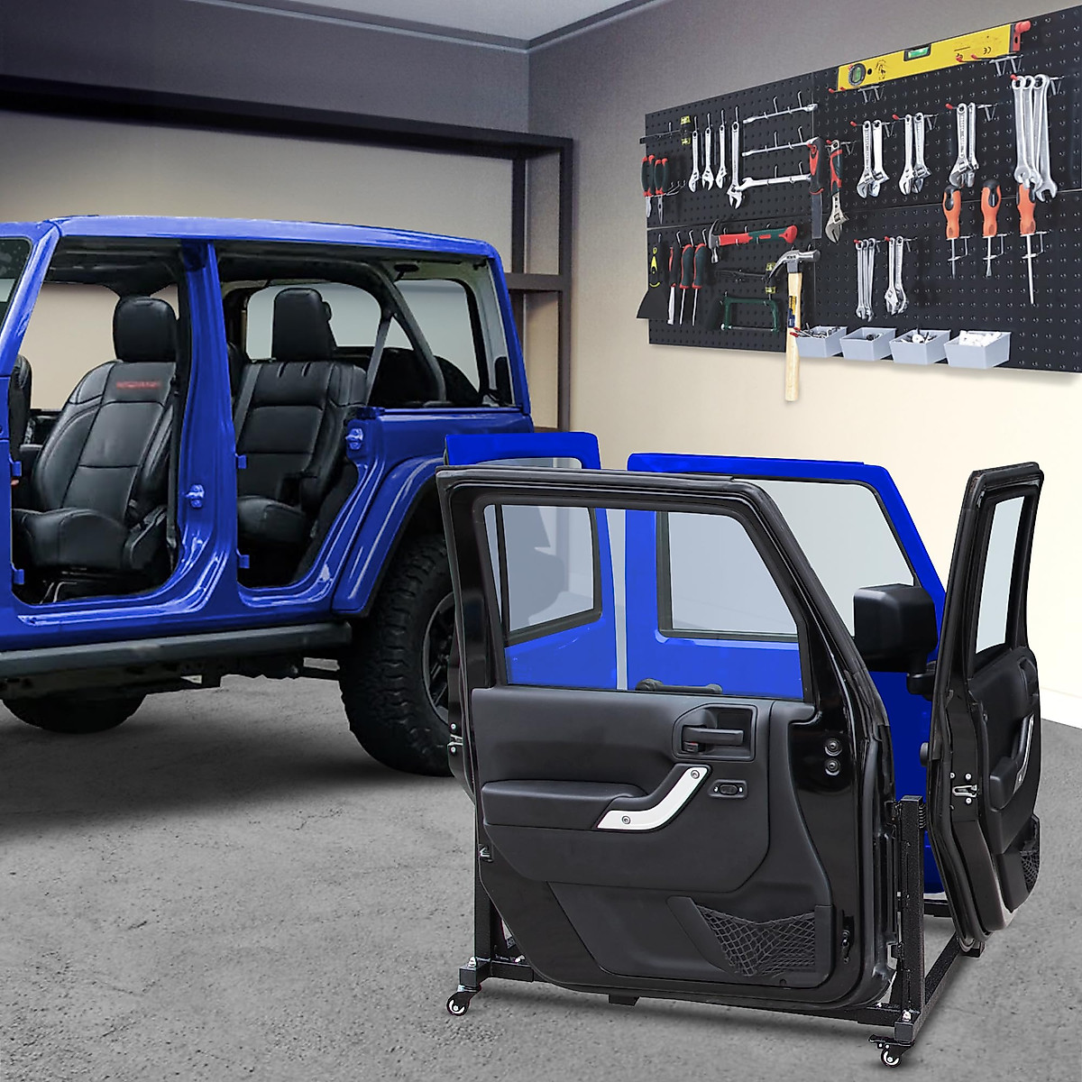 POFENZE Door Storage for Jeep Movable Door Hangers with Dust Bag for 2/4 doors Jeep Wrangler TJ YJ JK JL Gladiator JT 1987-2023