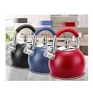 Stovetop Tea Kettle Whistling Teapot Tea Kettle 3L Whistling Tea Kettle 304 Stainless Steel Whistle Kettle Teapot Universal Stovetop Kettle Stove Top Kettle Tea Pot (Color : Red, Size : 20 * 24.5cm)