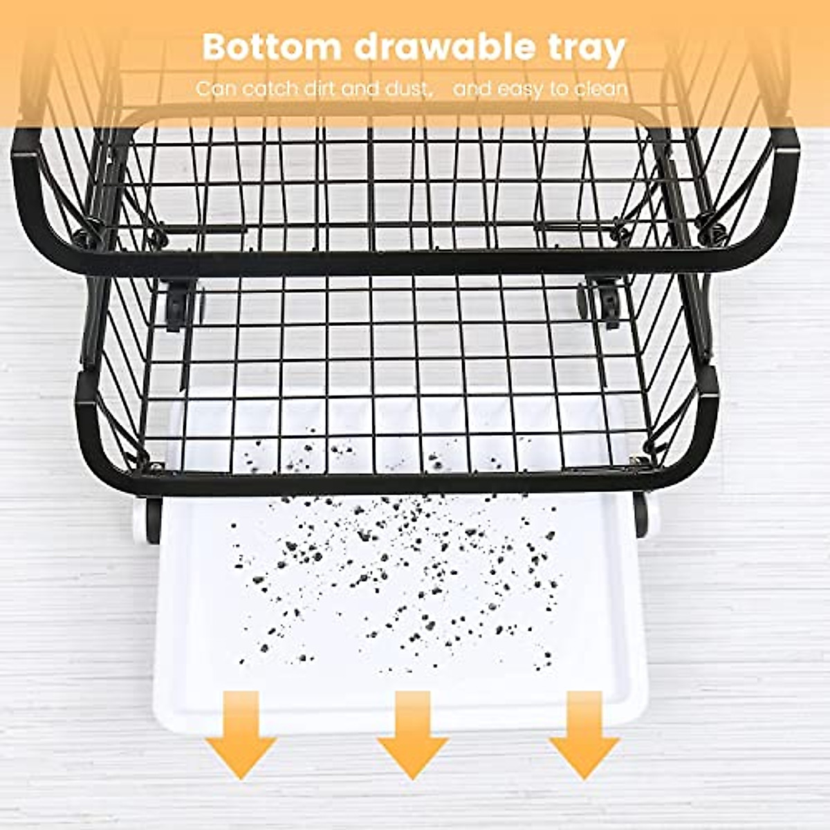 Fruit Vegetable Storage Basket with Wheels Kitchen Storage Rack 6-Tier Fruit Vegetable Stackable Floor-Standing Movable Organizer Household Storage Snack Shelf for Kitchen Living Room Dressers Stand
