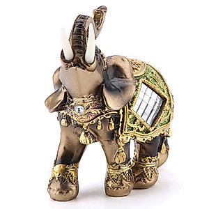 Green Elephant Lucky Feng Shui Statue Sculpture Chinese Feng Shui Wealth Lucky Elephant Figurine for Home Office Decoration Good Lucky Gift(M)