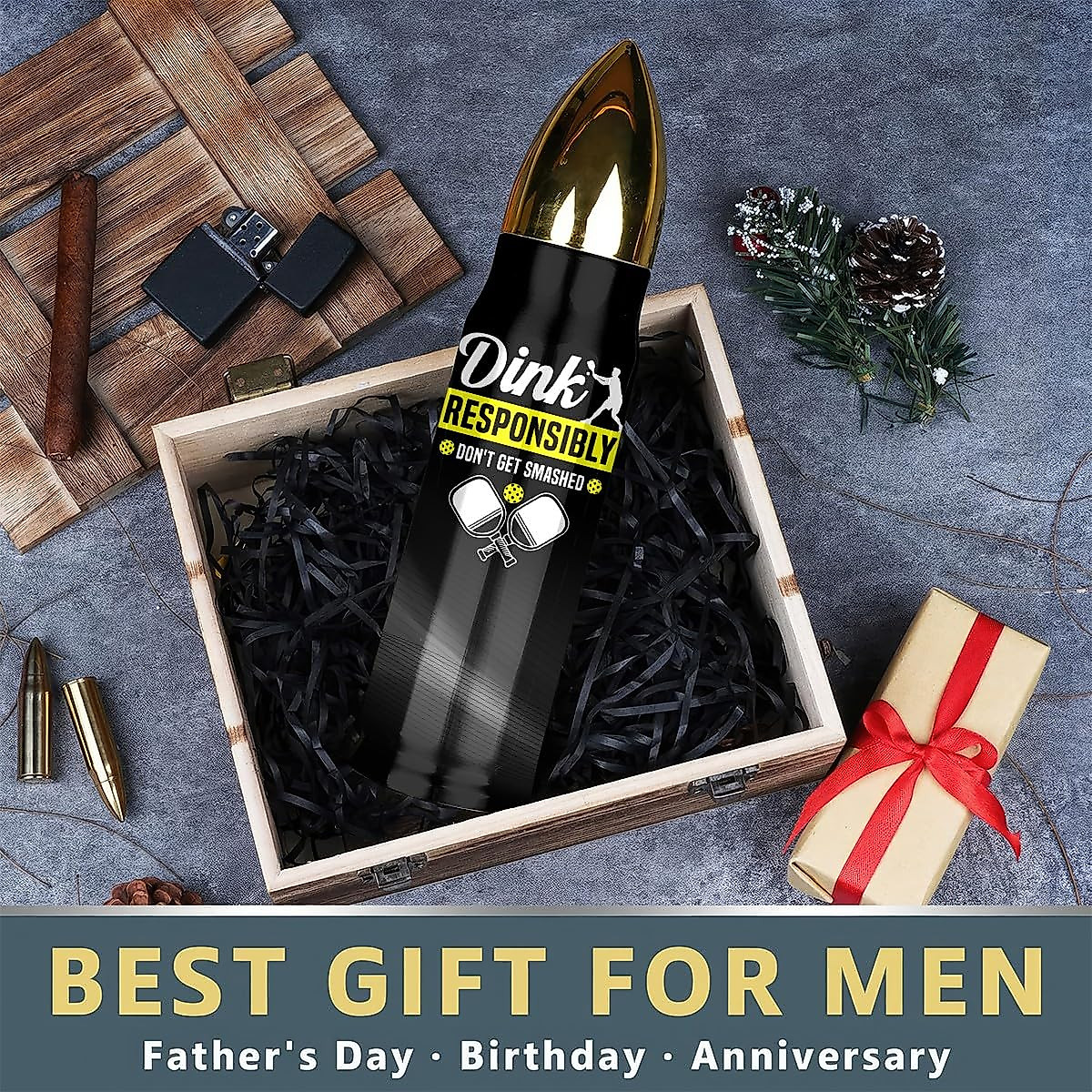 NAMRIST Dink Responsibly Pickleball Bullet Tumbler 17oz Stainless Steel Vacuum Insulated Sports Tumblers Double Wall Women Men Travel Cup Gifts for Dad Husband Boyfriends