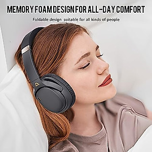 Active Noise Cancelling Headphones E600Pro, 80Hours Playtime Wireless Headphone with aptX Low Latency, Bluetooth Headphones with Built-in Microphone, Deep Bass Over-Ear Headphones (Black)