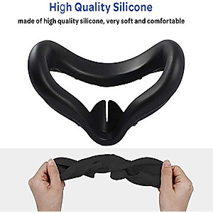 RGEEK VR Silicone Face Cover for Quest 2 VR Headset Sweat-Proof Lightproof Non-Slip Washable Replacement Face Pads Quest 2 Accessories(Black)