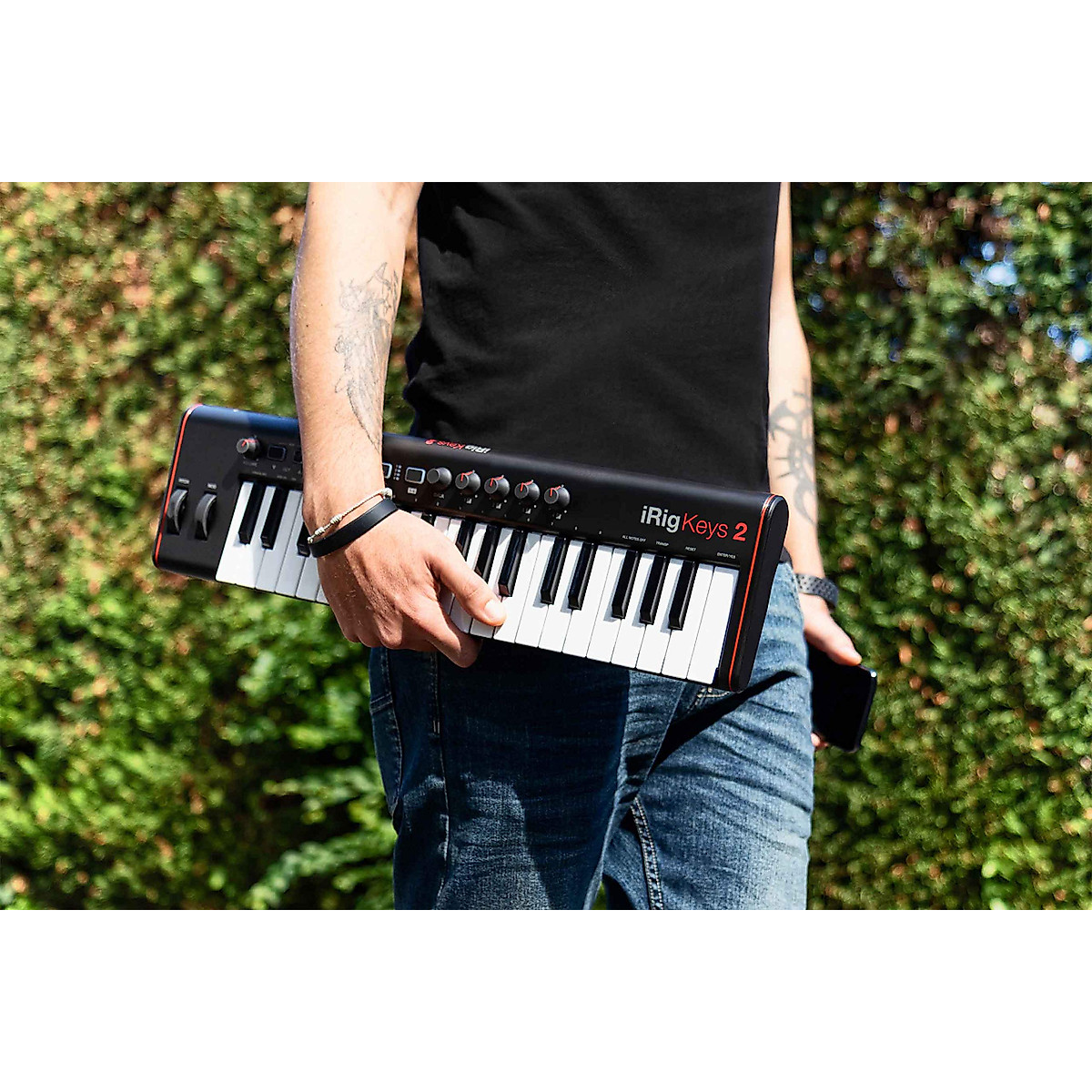 IK Multimedia iRig Keys 2 Pro portable keyboard MIDI controller with 25 velocity-sensitive synth-action keys and headphone output, for iPhone, iPad, Mac, PC, Android