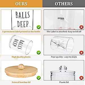 4 Pack Qtip Holder Apothecary Jars with Lids,10 oz Clear Bathroom Organizer Storage for Cotton Ball, Cotton Swab, Cotton Round Pads and Floss, Cotton Ball Holder Bathroom Decor Bathroom Containers
