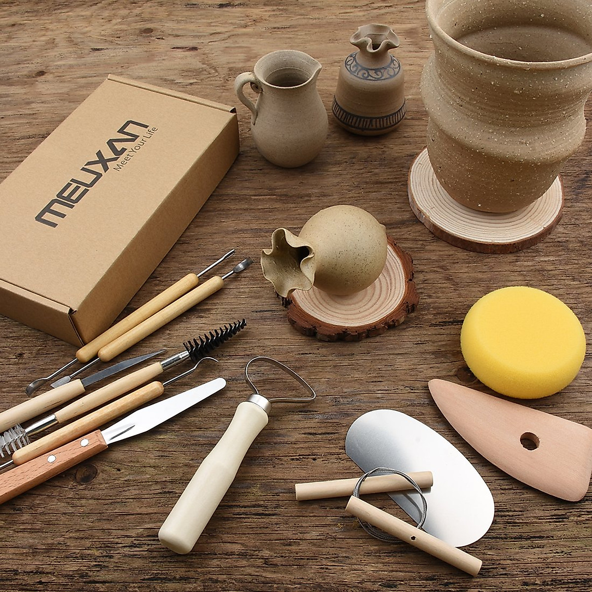 Meuxan 30PCS Pottery Tools Clay Sculpting Tool Set