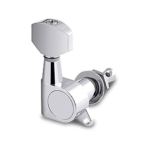 Holmer Sealed String Tuning Pegs Tuning Machines Grover Machine Heads Tuners Tuning Keys 6 In Line for Right Handed Acoustic Guitar or Electric Guitar Chrome.
