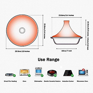 MYYINGBIN Moroccan Tagine Cast Iron Pot Resistant to Dry Burning High Tightness No Cracking Easy to Clean Tagine Pot for Medium to Extra Large Cooking