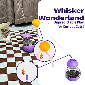 KONOATOR Interactive Cat Toy – Engaging Tumbler Design with Teaser Wand & Treat Dispenser – Durable, Non-Toxic, and Safe for Indoor Play – Ideal for Exercise and Boredom Relief (Purple)