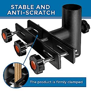 Vinazone Patio Umbrella Holder, Heavy Duty Deck Umbrella Mount, Umbrella Holder for Deck Railing, Deck Mount Umbrella Holder, Umbrella Deck Mount, Umbrella Clamp for Fence, Railing, Deck- Set1 -Black
