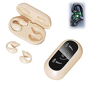 Spida Mount Wireless Ear Clip Bone Conduction Headphones - Wireless Ear Clip Bluetooth Headset, Mini Bone Conduction Headphones, Open Ear Headphones Wireless Bluetooth for Running Sports (Beige)