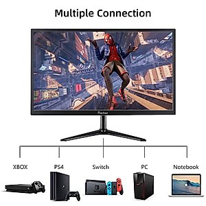 Prechen 18.5 Inch Monitor, TN Panel 1366 x 768 PC Monitor with HDMI and VGA Interface, 5ms, Brightness 250 cd/m², 60Hz Monitor with Dual Built-in Speakers, PC Screen Display for Office Work.