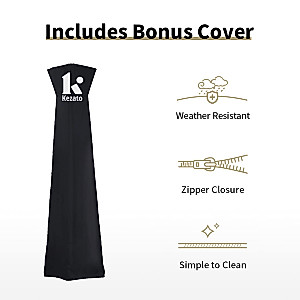 Patio Heater, KEZATO Outdoor Pyramid Patio Heater with Cover and Wheels 42000 BTU Glass Tube Propane Heater for Commercial and Residential Use Black