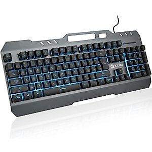 Klim Lightning Semi Mechanical Gaming Keyboard + 7 LED Colors + Metal Frame + Compatible with PC Mac PS4 ps5 Xbox One + Wired Hybrid Keyboard (Renewed)