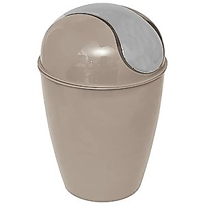 Evideco French Home Goods Taupe Mini Trash Can for Countertop 0.5 Liter -0.3 Gal Chrome Lid